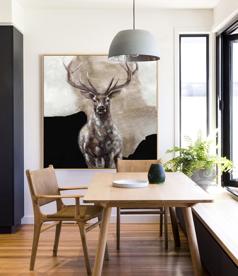 Large Abstract Deer Oil Painting on Canvas Original and - Etsy