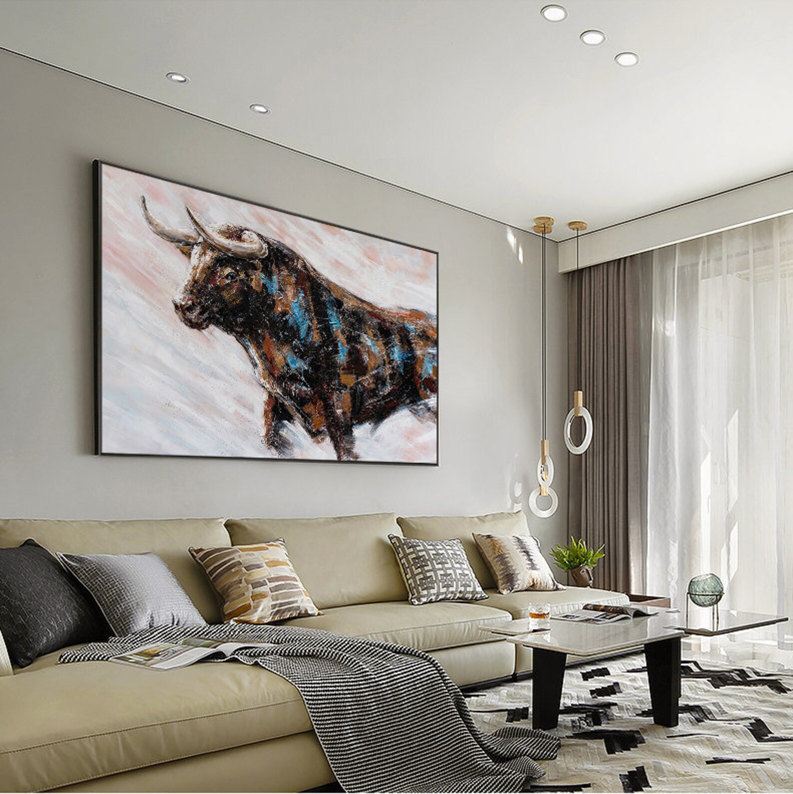 Abstract Bull Oil Painting on Canvas Large Original Bull - Etsy