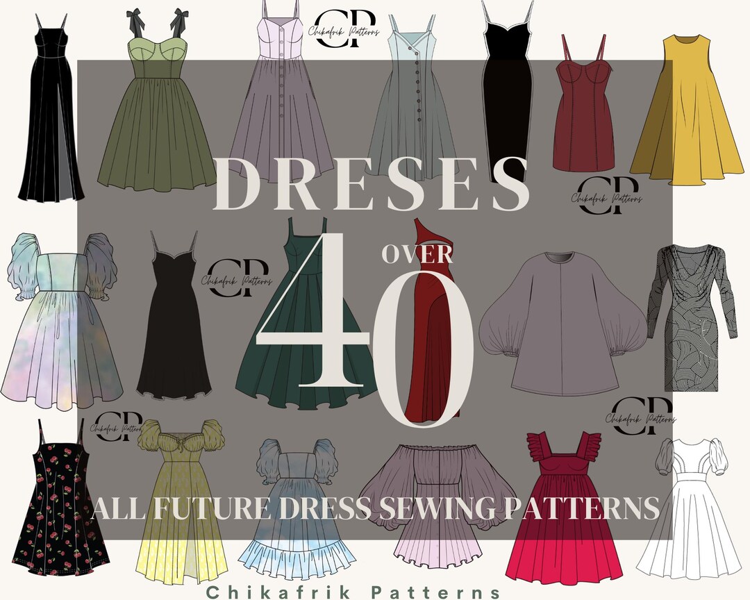 40 Dresses Sewing Pattern Bundlewomen Dress Sewing Patternpdf Sewing ...