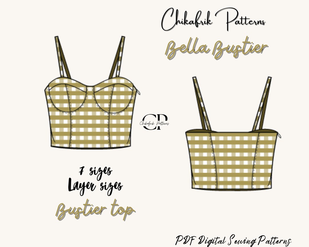 Bustier Pattern|7sizes XXS - XXL| Bustier Top PDF Sewing Pattern ...