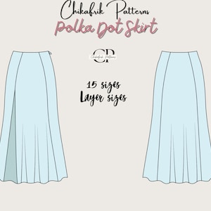 Polka Dot Skirt Pattern|side Slit Skirt Pattern|women Skirt Sewing ...