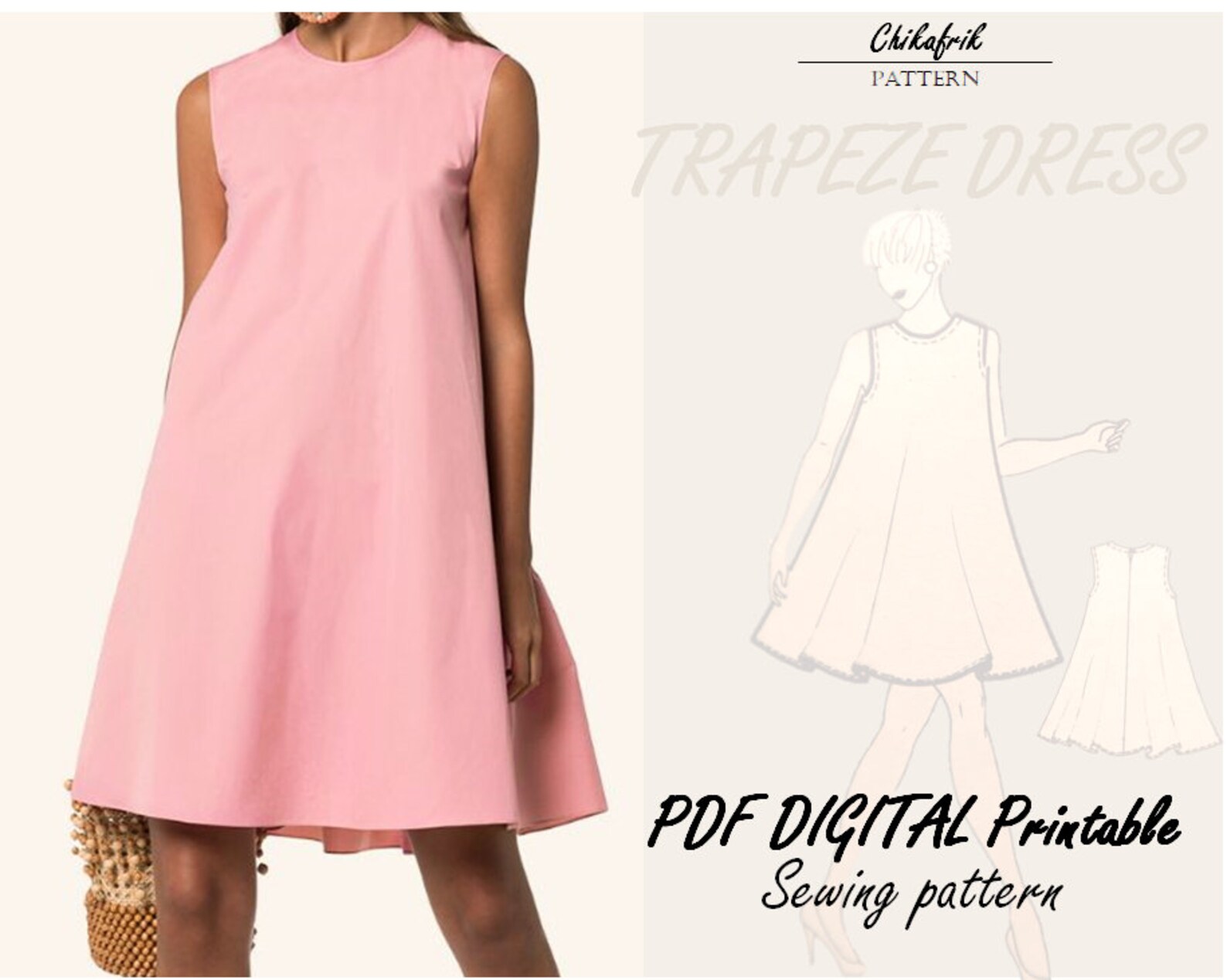 Flair Dress Pattern Pdftrapeze Dress Sewing Patternsewing - Etsy