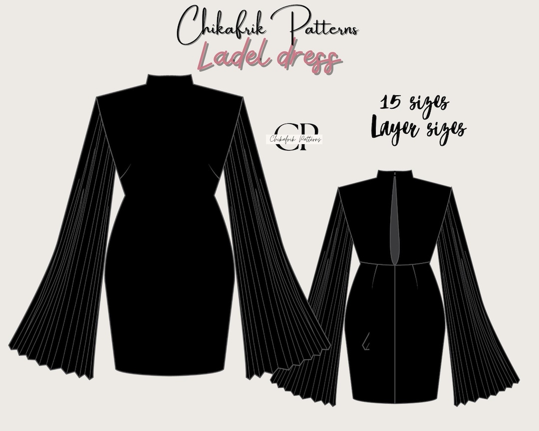 Fitted Bell Sleeve Dress Sewing Pattern | Women PDF (digital Download ...