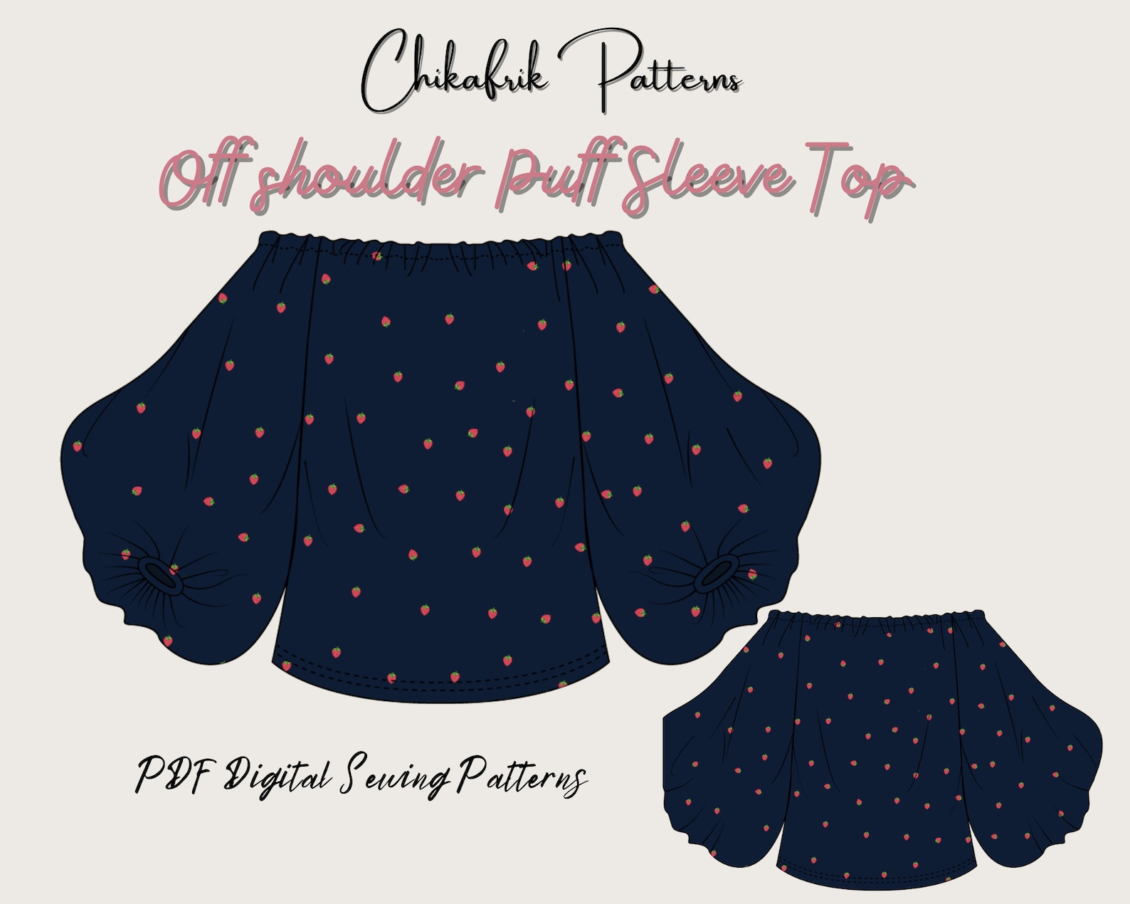 Off Shoulder Puff Sleeve Top Sewing Pattern | Women PDF (10 Sizes) - Etsy
