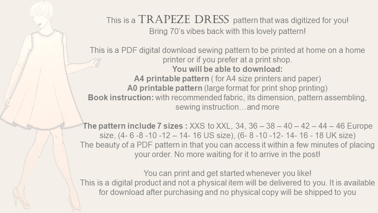 Flair Dress Pattern Pdftrapeze Dress Sewing Patternsewing - Etsy
