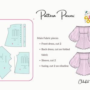 Ballerina Dress Pattern|off Shoulder Puff Sleeve Dress Sewing Pattern ...