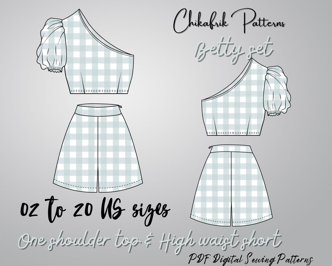 Betty Set High Waistshort Pattern & One Shoulder Top Patternbundle Set ...