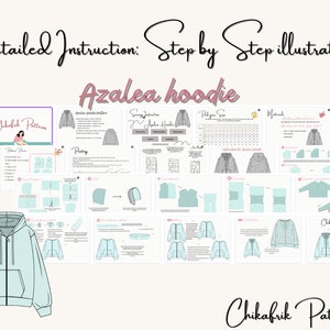 Azalea Hoodie Pattern|slouchy Zipper Hoodie Pattern|women Hoodie Sewing ...