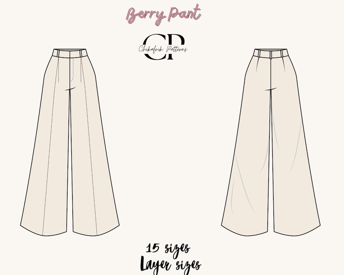 Wide Leg Trouser Sewing Pattern | Women's Classy Casual Pants (PDF ...