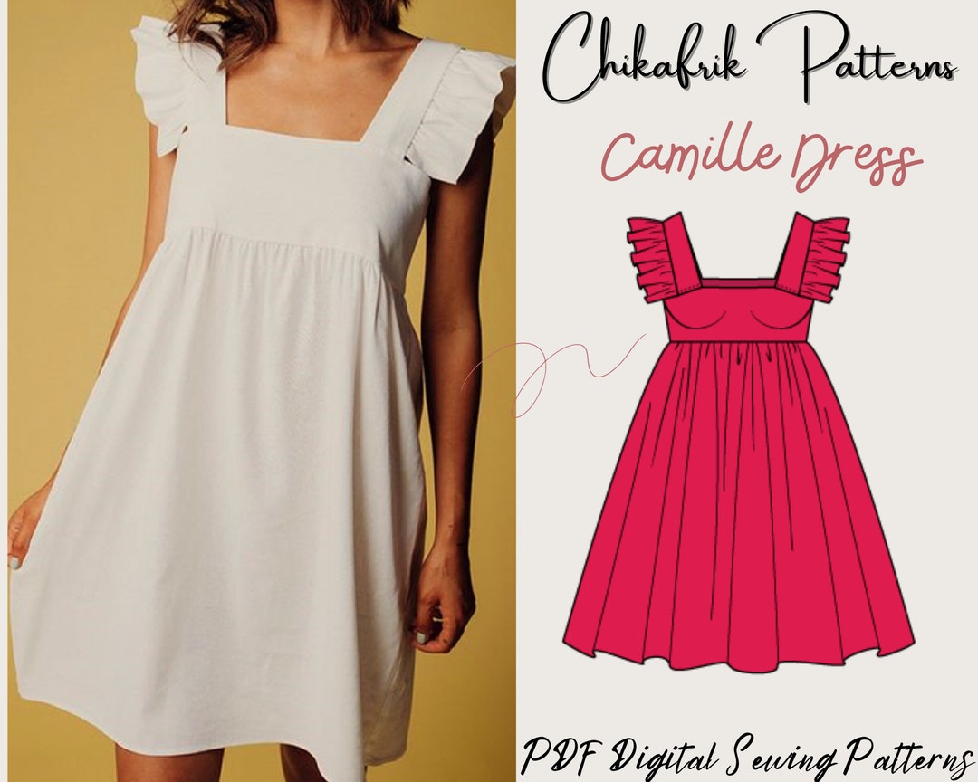 Ruffled Strap Dress Pattern 7 Sizes XXS to Xxlsummer Dress Pattern pdf ...