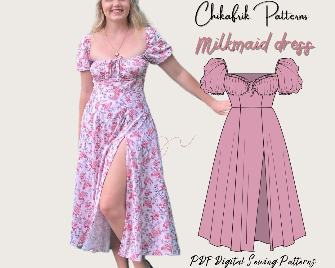 Milkmaid Cottagecore Midi Dress Sewing Pattern (PDF) - Etsy
