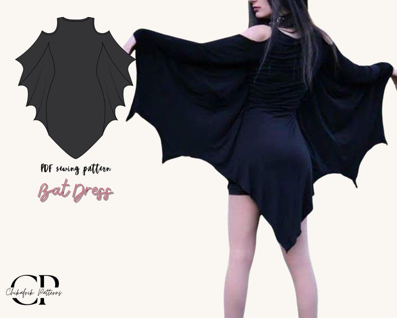Bat Dress Sewing Pattern: Halloween Gothic Mini Dress (PDF Download) - Etsy