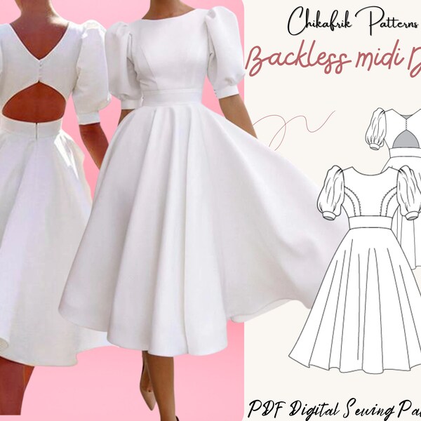 Backless Wedding Dress Pattern - Etsy