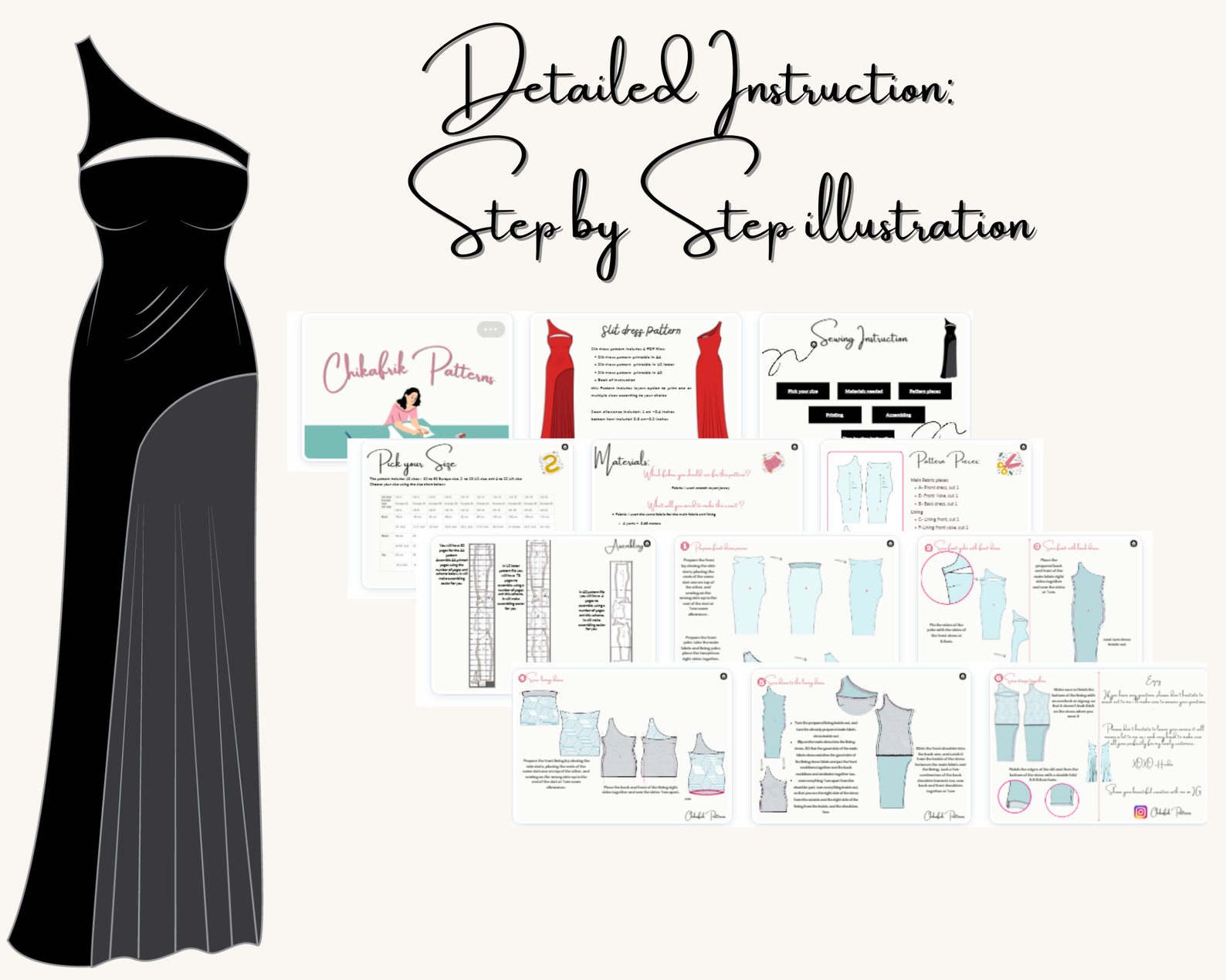 Slit Dress Patternoneshoulder Cutout Slit Dress Patternprom Dress ...