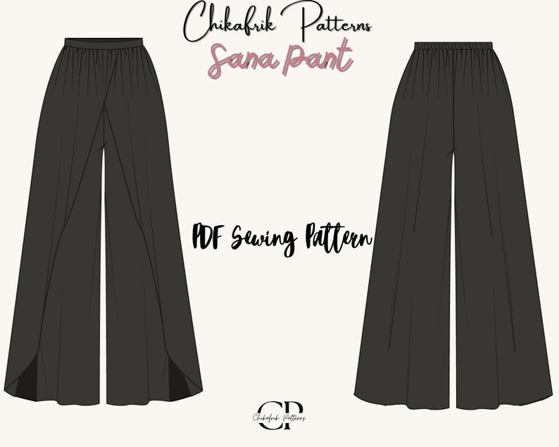 Sana Wrap Pant Sewing Pattern: Women's Slit Pants (PDF Pattern) - Etsy