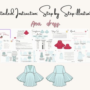 Ana Mini Dress Sewing Pattern | 70s Bell Sleeve Sheath (PDF Pattern) - Etsy