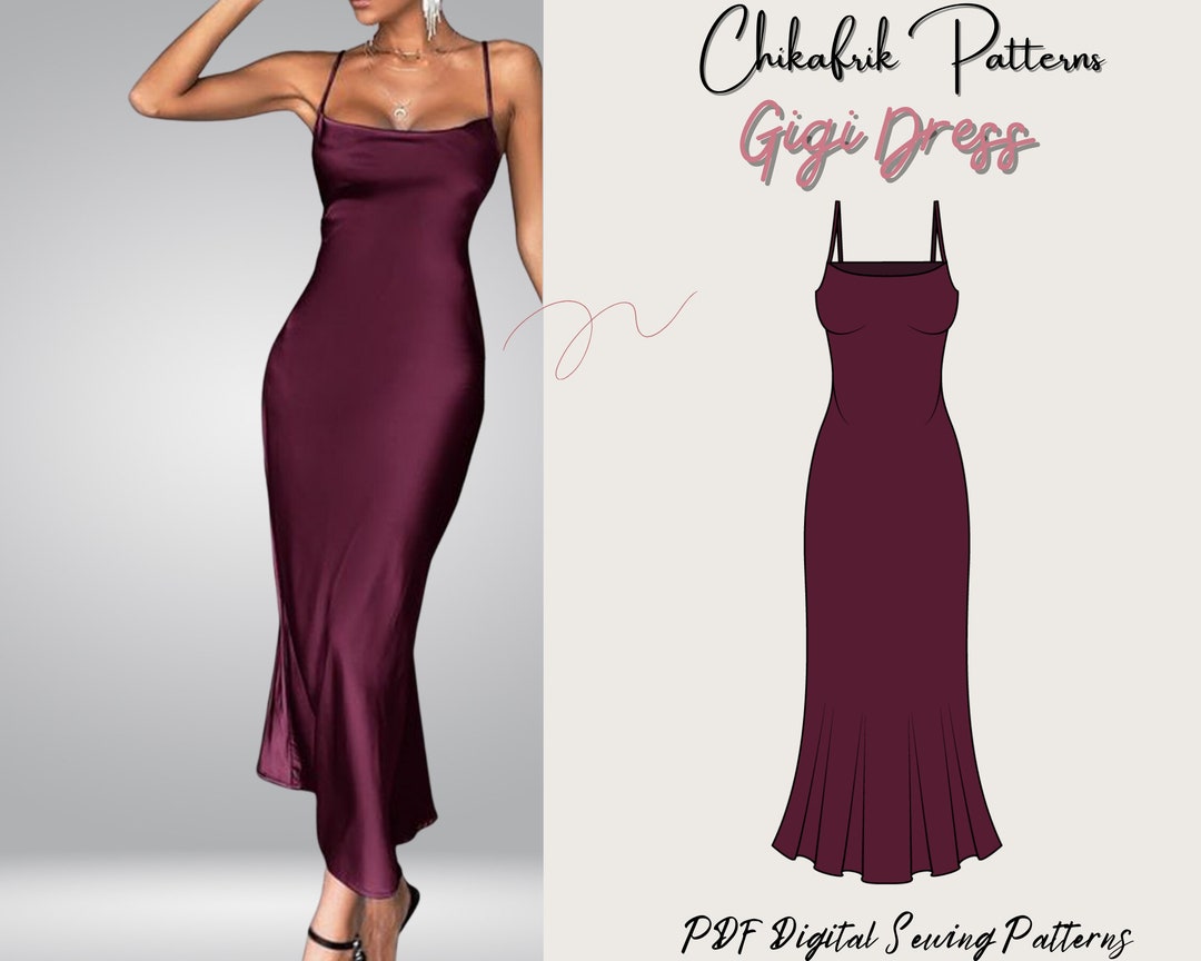 Gigi Dress Patternslip Dress Patterncami Slip Dress Patternwomen Dress ...