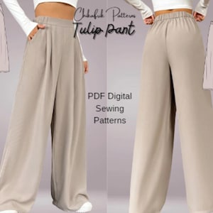 Tulip Wide Leg Pant Sewing Pattern: Women's Pleated Design (PDF Pattern ...