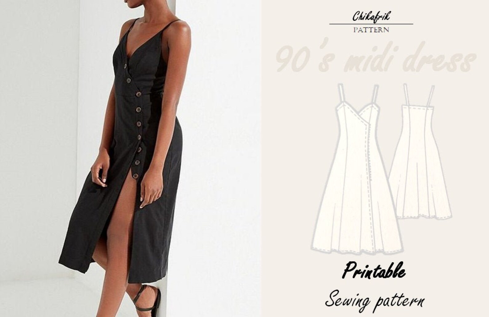 90's Summer Midi Dress Sewing Patterndigital PDF Sewing - Etsy Canada