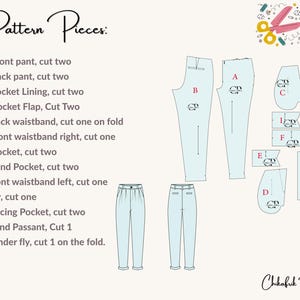 Nourine Cuffed Pant Sewing Pattern: Women's Trouser (PDF Pattern) - Etsy