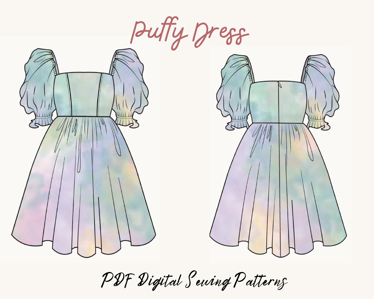 Puff Dress PATTERNPDF Digital Pattern 4 18 US Sizesewing - Etsy