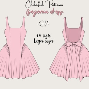 Begonia Backless Dress Sewing Pattern: Fairy Skater Silhouette (PDF ...