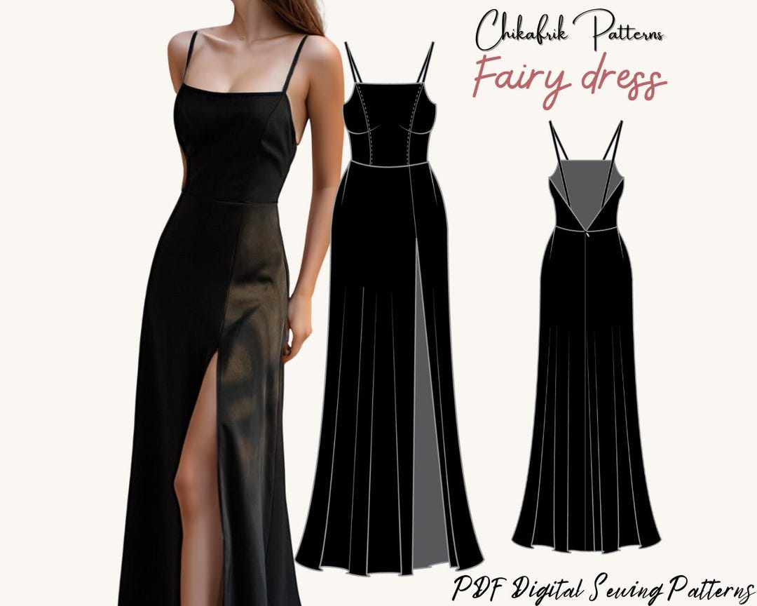 Slit Maxi Dress Sewing Pattern: Open Back Evening Gown (PDF Pattern) - Etsy
