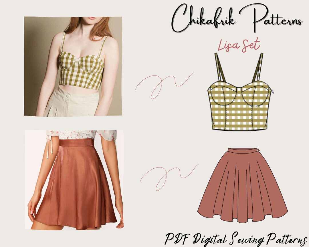 Patron Bustier Patron Mini-jupe : 2 Patrons De Couture Numériques 7 ...