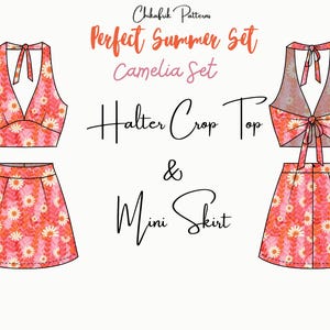 Camelia Halter Top & Mini Skirt Sewing Pattern: Summer Set (PDF Pattern ...