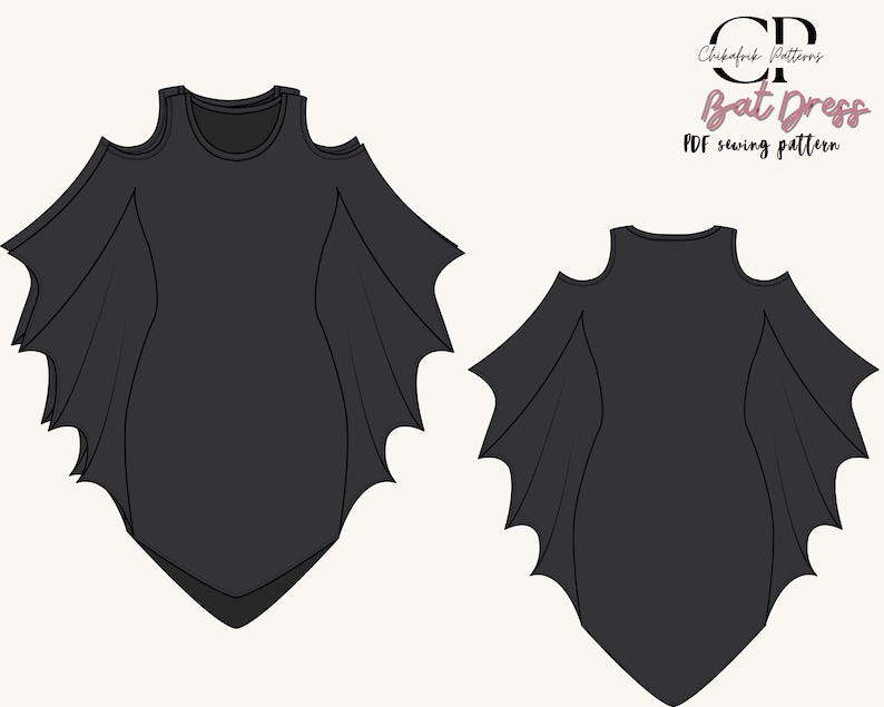 Bat Dress Sewing Pattern: Halloween Gothic Mini Dress (PDF Download) - Etsy