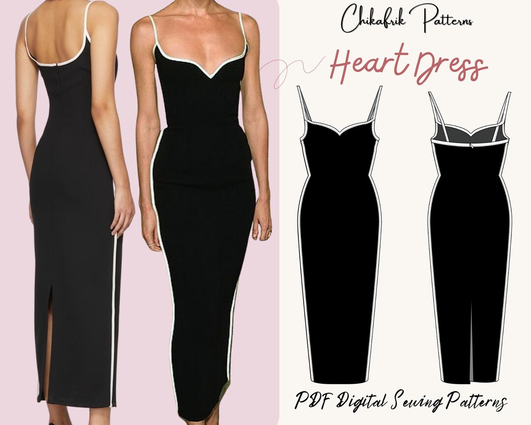 Heart Dress Patternbodycon Dress Patternwomen Dress - Etsy