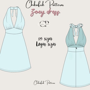 Zoey Dress Pattern|halter Neck Pattern Dress|women Summer Dress Sewing ...