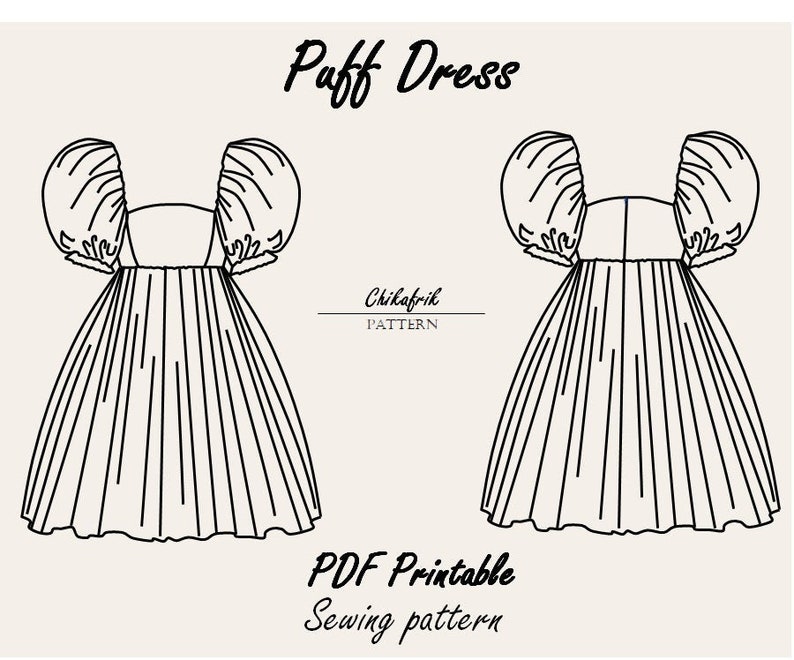 Puff Dress PATTERNPDF Digital Pattern 4 18 US Sizesewing - Etsy UK