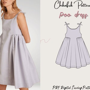 Bow Strap Dress Sewing Pattern: Flairy Skirt, 15 Sizes (PDF Pattern) - Etsy