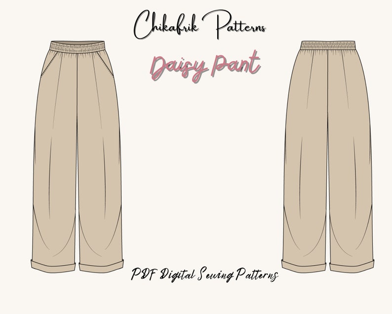 Daisy Pant Sewing Pattern: Women's Wide Leg Palazzo Pants (PDF Pattern ...