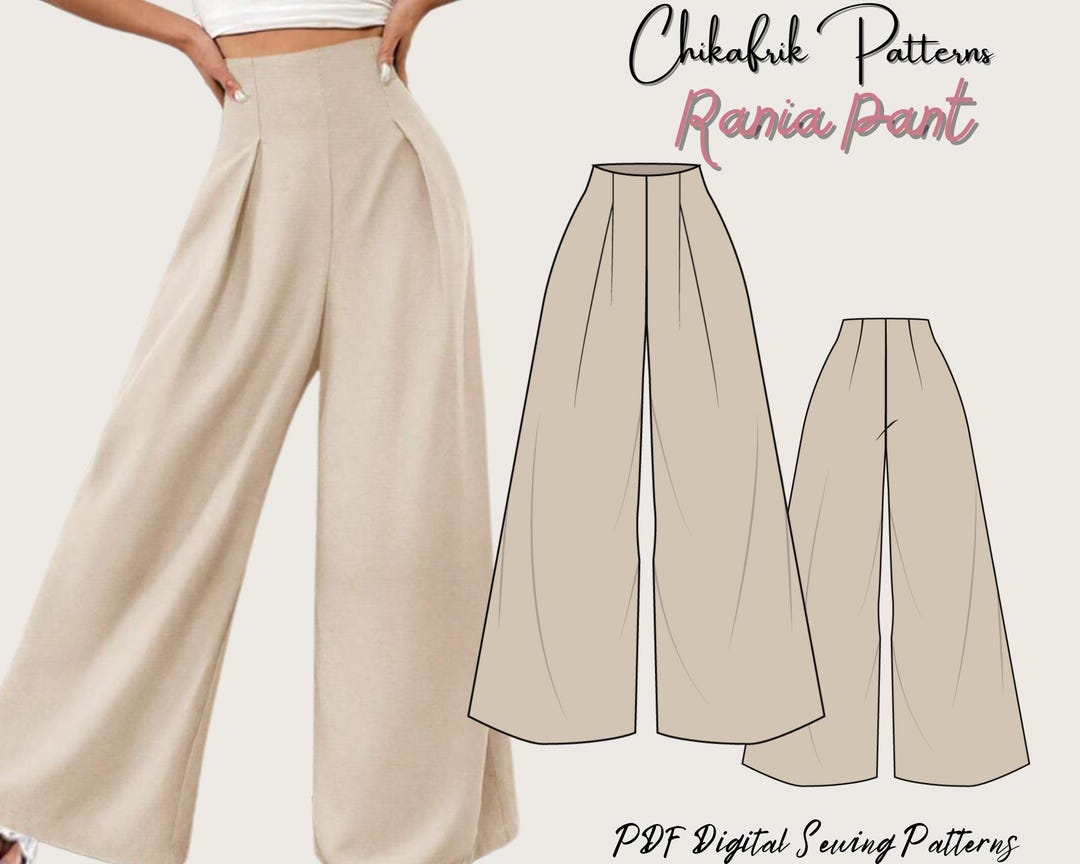 Rania High Waisted Wide Leg Pant Sewing Pattern (digital Download) - Etsy