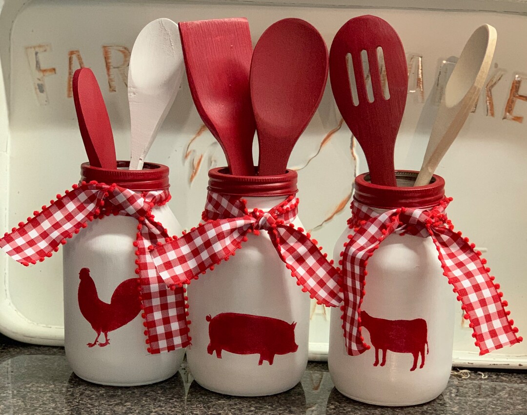 Farmhouse/primitive Mason Jars/farmhouse Animal Mason Jar Decor - Etsy