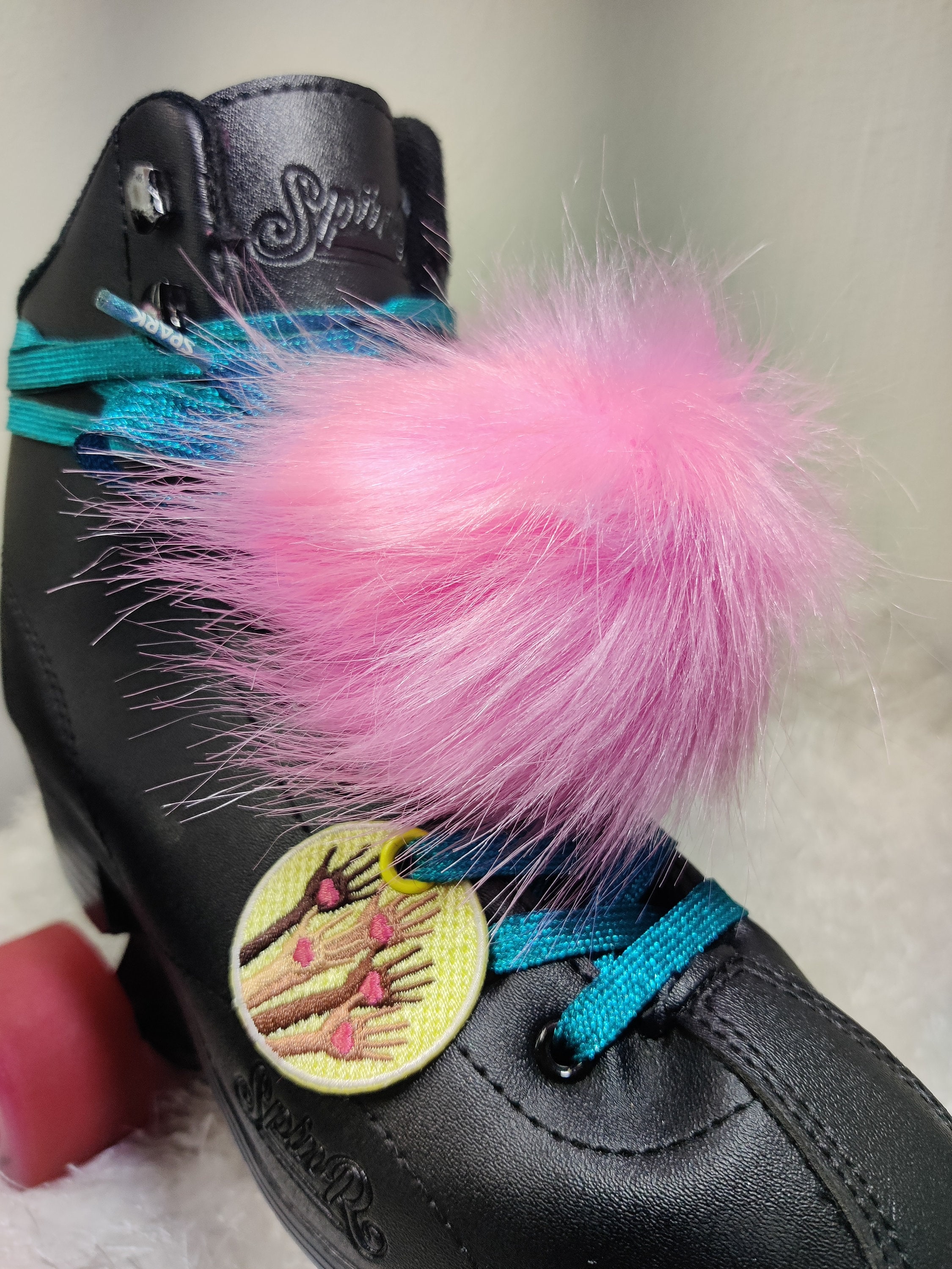 Pink Faux Fur Skate Pom Poms| Roller Skating Accessories | Roller ...