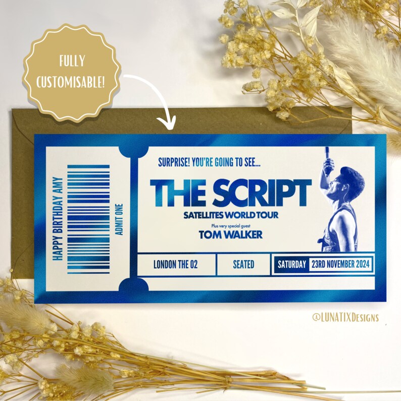 The Script Satellites World Tour Print, Foil Gift Voucher Ticket, Gift ...