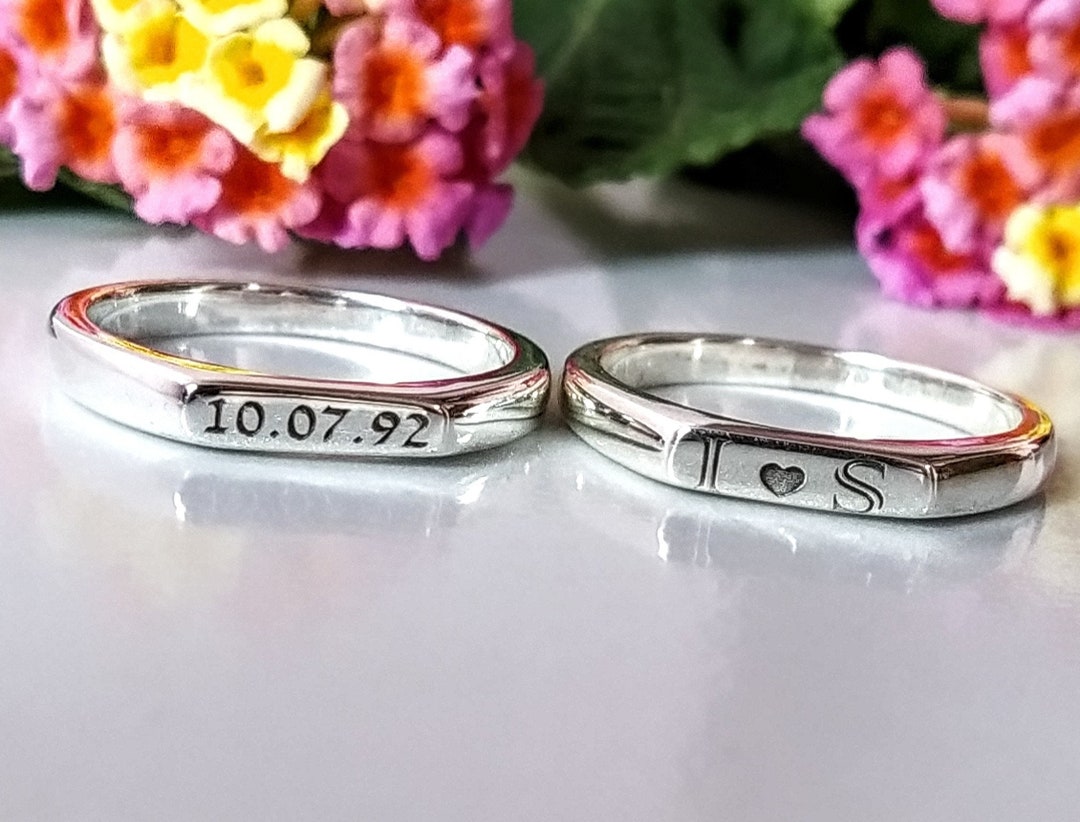 Year Signet Ring, Date Ring, Dainty Delicate Number Ring, Date Signet ...