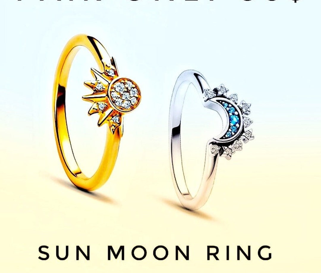 Celestial Pandora Sun And Moon Ring Set S925 Silver Ring Etsy