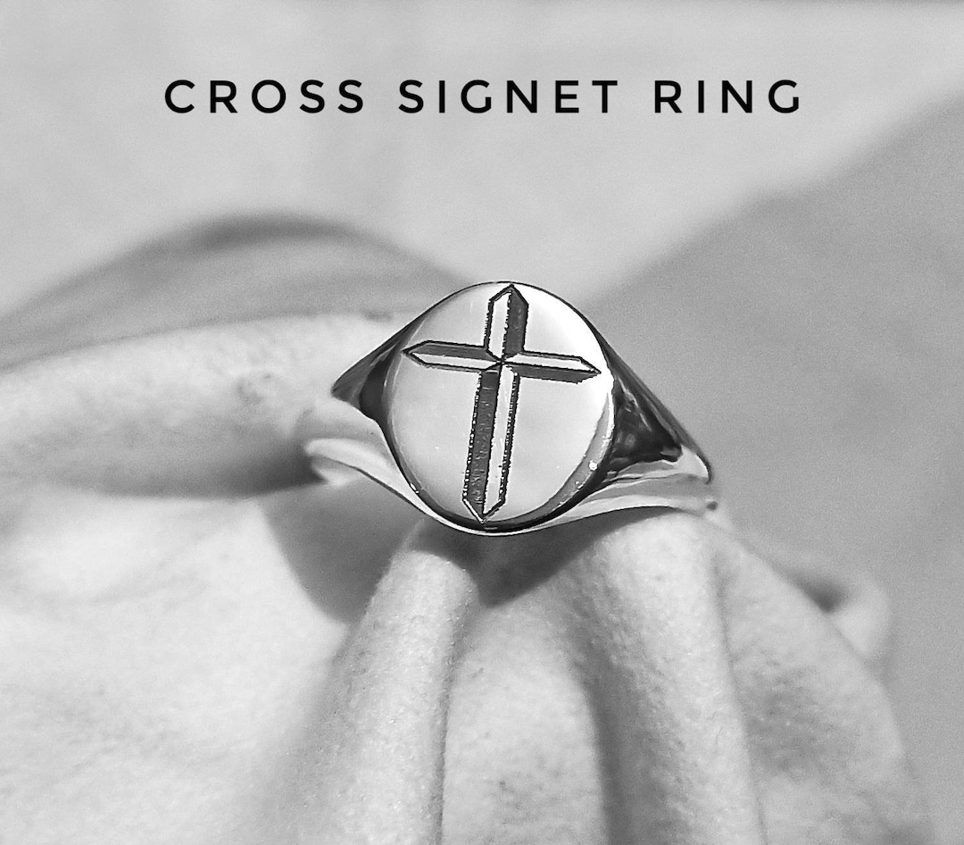Cross Signet Ring - Holy Cross Ring - 925 Sterling Silver Ring - Custom ...