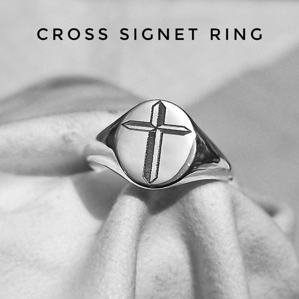 Cross Signet Ring - Etsy