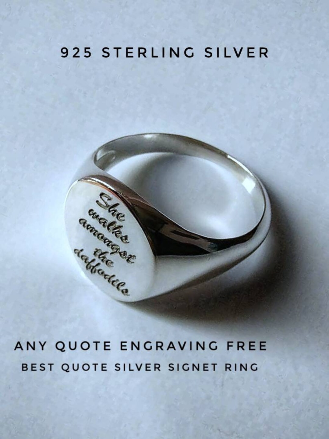 Oval Signet Ring Quote/ Villanelle Ring/eve Oval Ring/personalized Gift ...