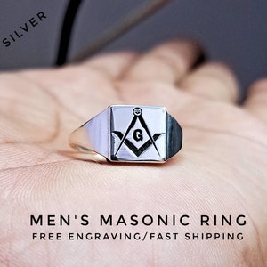 Masonic Ring Master Mason Ring, Freemason Ring, Square and Compasses ...