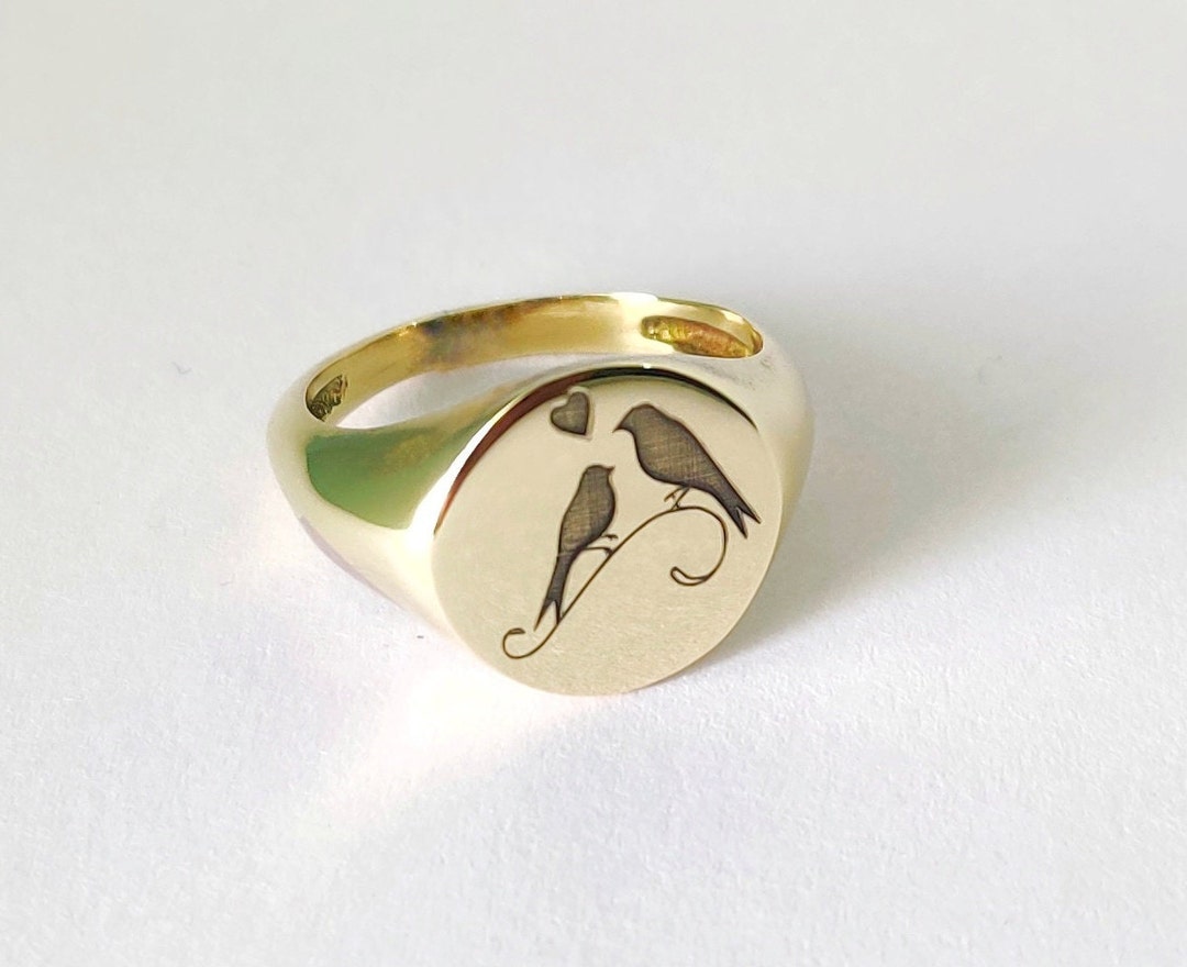 Crow Ring in Sterling Silver Personalized Gifts Birds Ring Engraved ...