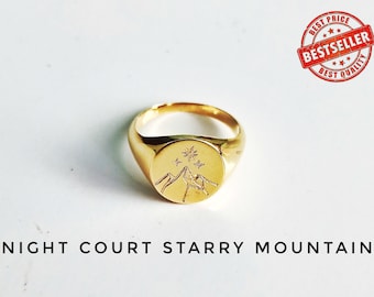Acotar Night Court Ring 14k Gold, Starry Mountains, Bookish Velaris ...