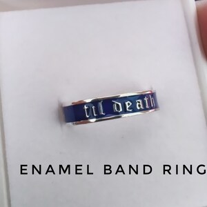 Til Death Ring Set of 2 Personalized Enamel Band Ring . His and Her ...