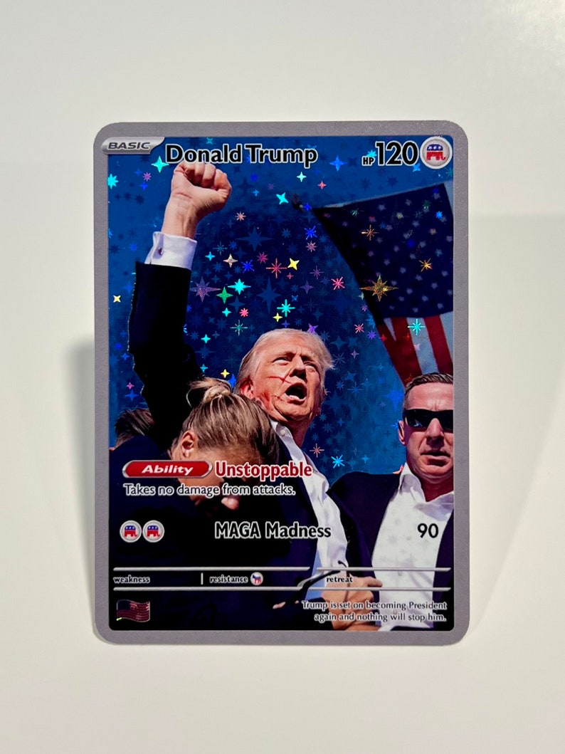 Donald Trump Trading Card - Pokemon Style - Holographic Stars - Etsy