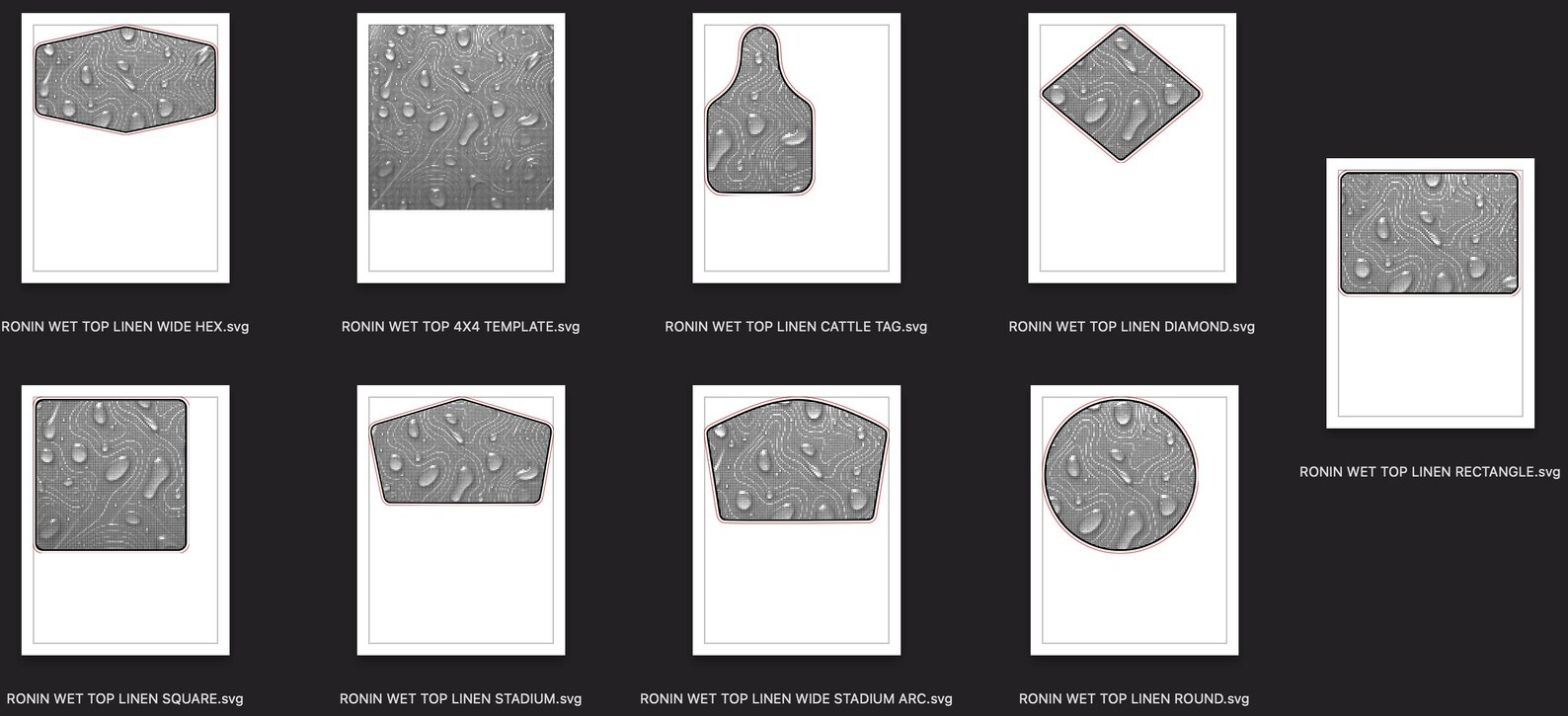 RONIN Wet Topo Linen Pattern - 8 Shapes W/ 4x4 Template - Digital File ...